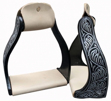 Showman Black Engraved Lightweight Twisted And Angled Aluminum Stirrups ...