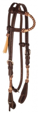 Round Braided Two-Tone Rawhide One Ear Headstall: Chicks Discount Saddlery