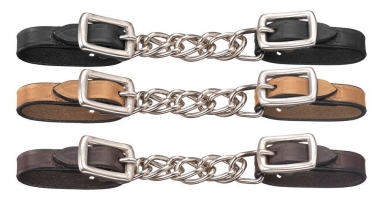Tough-1 Mini Leather Flat Chain Curb Strap: Chicks Discount Saddlery
