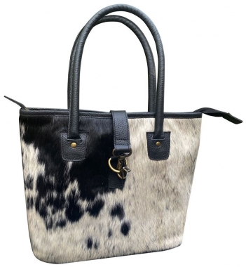 Showman Leather Double Strap Handbag With Hair On Cowhide And Strap ...