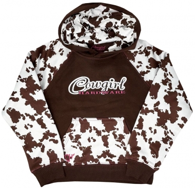 Cowboy Hardware Cowprint Raglan Fleece Hoodie - Youth: Chicks Discount ...