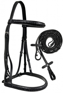 Rugged Ride English Bridle With Braided Nose and Browband Inlay: Chicks ...
