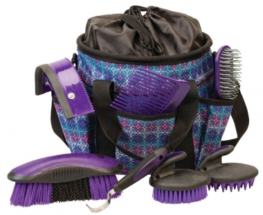 Weaver 8-Piece Grooming Kit - Purple Geo: Chicks Discount Saddlery