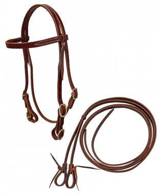 Rugged Ride Extra Heavy Harness Leather 4 Buckle Browband Headstall and ...