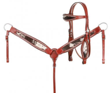 Showman Cowhide Headstall and Breast Collar Set: Chicks Discount Saddlery