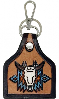 Rugged Ride Handmade Leather Cow Tag Key Chain - Skull: Chicks Discount ...
