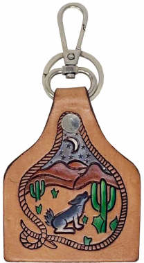 Rugged Ride Handmade Leather Cow Tag Key Chain - Coyote: Chicks ...