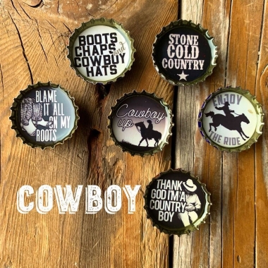 Cowboy Bottlecap Magnets - Pack of 6: Chicks Discount Saddlery