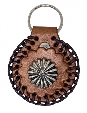 Pinwheel Concho With Laced Edge Keyring: Chicks Discount Saddlery