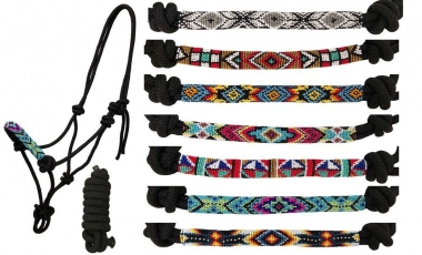Rugged Ride Beaded Nose Rope Halter With Lead - Aztec: Chicks Discount Saddlery