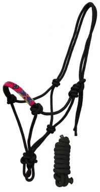 Rugged Ride Beaded Nose Rope Halter With Lead - Arrow: Chicks Discount Saddlery