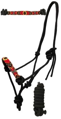 Rugged Ride Beaded Nose Rope Halter With Lead - Sunflower: Chicks Discount Saddlery