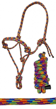 Rugged Ride Rainbow Braided Rope Halter With Matching 6 foot Lead ...