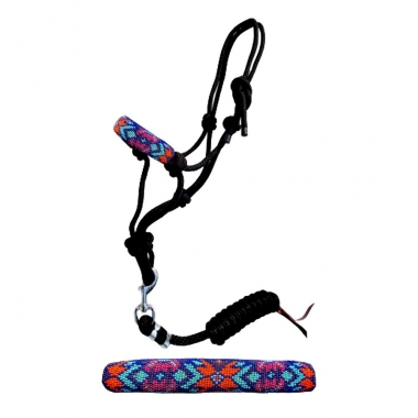 Showman Pony Beaded Nose Rope Halter With Removable Lead: Chicks Discount Saddlery