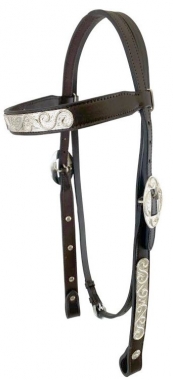 Silver Show Headstall And Reins Set With Scroll Engraved Silver Bars ...