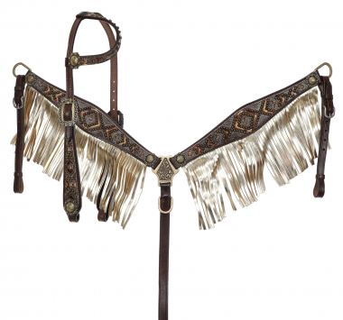 Showman Cowboy Carving One Ear Headstall and Breastcollar Set: Chicks ...