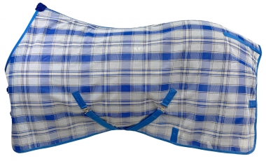 Showman 1000D Royal Blue Plaid Mesh Fly Sheet: Chicks Discount Saddlery