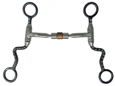Showman Stainless Steel Snaffle Black Steel Shank Bit With Copper ...