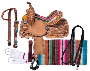 Tough-1 Serape 10 Inch Youth/Mini/ Barrel Saddle Package: Chicks ...