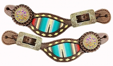 Showman Ladies Southwest Serape Print Spur Straps With Rawhide Lacing ...