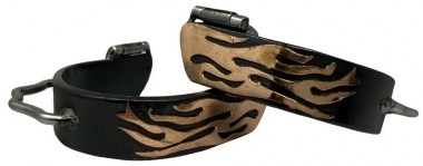 Showman Black Steel Bumper Spurs Copper Flames Accent Overlay: Chicks ...