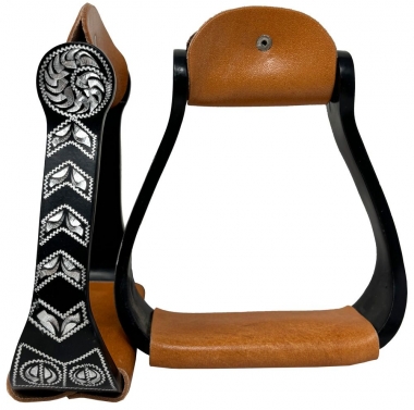 Rugged Ride Engraved Black Aluminum Stirrups: Chicks Discount Saddlery