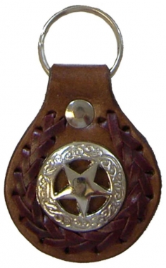 Texas Star Concho with Latigo Lace Front Key Fob: Chicks Discount Saddlery