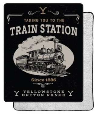 Yellowstone Train Station Silk Touch Sherpa Throw Blanket - 60x80: Chicks Discount Saddlery